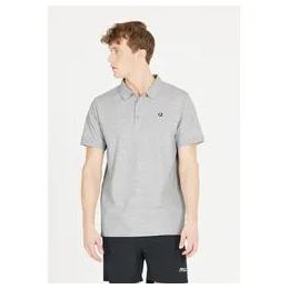 Langarm-Poloshirt CRUZ "Harrold", Damen, Gr. XL, grau (hellgrau), 97% Baumwolle, 3% Elasthan, meliert, normal, V-Ausschnitt, Shirts, mit weichem Baumwoll-Tragegef&uuml;hl