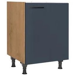 Sp&uuml;lenschrank Nobilia "Easytouch", Ausrichtung w&auml;hlbar, vormontiert, in den Breiten", blau (front: lacklaminat fjordblau ultramatt, korpus: eiche sierra nachbildung), B:60cm H:87cm T:58,3cm, Schr&auml;nke, Sp&uuml;lenschrank, 45 und 60 cm, mit h&ouml;henverstellbaren Sockelf&uuml;&szlig;en