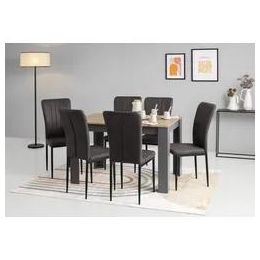 Essgruppe Home Affaire "Bergamo", grau (dunkelgrau, dunkelgrau, schwarz), B:120cm H:75cm T:80cm, FSC-zertifizierter Holzwerkstoff, Melamin, Metall, Sitzm&ouml;bel-Sets, Essgruppe, moderne 5 - teilige Essgruppe, erh&auml;ltlich in vielen Gr&ouml;&szlig;en und Farben