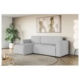 Ecksofa OTTO HOME "Zacharia wahlweise Schlafsofa mit Bettkasten, B/T/H 250/166/86 cm", grau (hellgrau), B:250cm H:86cm T:166cm, 100% Polyester, Sofas, Ecksofa, L-Form mit Wellenunterfederung, Recamiere beidseitig montierbar
