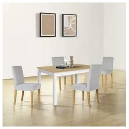 Esstisch OTTO HOME "Olst", beige (natur, wei&szlig;), B:140cm H:77cm T:80cm, Particle board with melamine, wood base with paper wrapping, Tische, Esstisch, im Landhaus Stil mit pflegeleichter Oberfl&auml;che, verschiedene Gr&ouml;&szlig;en