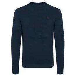 !Solid Strickfleece-Pullover SOLID "Strickpullover SDValencia", Herren, Gr. L, blau (insignia blau), Obermaterial: 100% Baumwolle CO., Pullover