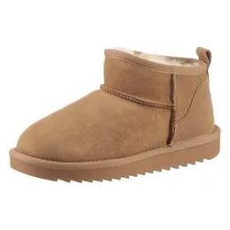 Winterboots Ara "ALASKA Short", Damen, Gr. 38, braun (cognac short), Lammfell, Veloursleder, unifarben, Schuhe Winterboots, Schlupfboots, Snowboots, Winterboots mit Anziehlasche