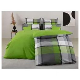 Bettw&auml;sche Tom Tailor HOME "Lenny in Gr. 135x200 oder 155x220 cm", gr&uuml;n (gr&uuml;n, grau), B/L: 135cm x 200cm, 1 Stk., 1 Stk., Renforc&eacute;, B/L: 80cm x 80cm, 3 Stk., Renforc&eacute;, Obermaterial: 100% Baumwolle, Bettw&auml;sche, Bettw&auml;sche, mit GRATIS-Zugabe: Kissenh&uuml;lle 1tlg., in Biber und Renforc&eacute; erh&auml;ltlich