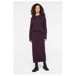 Maxirock SENSES.THE LABEL, Damen, Gr. M/L, lila (deep plum), Strick, Material: 51% Viskose, 27% Polyester, 22% Polyamid, unifarben, slim fit, R&ouml;cke Maxirock, mit Gehschlitz