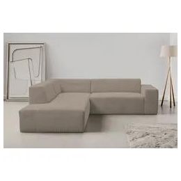 Ecksofa WERK2 "Zeus-M, B/T: 251/262 cm, tolles Sofa mit sch&ouml;nen Details, L-Form", beige (greige), B:251cm H:70cm T:262cm, 90% Polyester, 10% Nylon, Sofas, Ecksofa, Curvy Trend Garnitur, urbane Optik, komfortable Wellenunterfederung