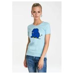 T-Shirt logoshirt "Sendung mit der Maus - Elefant", Damen, Gr. M, blau (hellblau), 100% Baumwolle, unifarben, normal, Rundhals, Shirts T-Shirt, mit coolem Print
