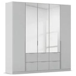 Dreht&uuml;renschrank OTTO HOME "Kleiderschrank Schrank Garderobe AGORDO mit Dekor- oder Hochglanzfront", grau (seidengrau), B:226cm H:229cm T:54cm, Holzwerkstoff, Schr&auml;nke, Dreht&uuml;renschrank, mit Au&szlig;enschubk&auml;sten, in 7 Breiten und 2 H&ouml;hen MADE IN GERMANY