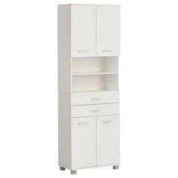 Hochschrank Welltime "Palermo, Made in Germany", wei&szlig;, B:59,8cm H:180,9cm T:32,6cm, FSC-zertifizierter Holzwerkstoff, Schr&auml;nke, Hochschrank, Breite 60 cm, verstellbare Einlegeb&ouml;den, Metallgriffe