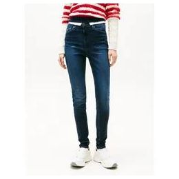 Tommy Hilfiger Skinny-fit-Jeans TOMMY JEANS "Nora Mid Rise Skinny Fit", Damen, Gr. 26, L&auml;nge 30, blau (denim schwarz), Denim/Jeans, Obermaterial: 98% Baumwolle, 2% Elasthan, unifarben, skinny fit, Jeans, Im 5-Pocket_Style