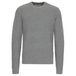 Strickfleece-Pullover Casual Friday "Strickpullover CFKARL structured crew neck knit", Herren, Gr. 3XL, grau (mid grau melange), Obermaterial: 100% Baumwolle CO., Pullover