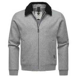 Outdoorjacke Ragwear "Sivval Felt", Herren, Gr. L (52), grau (hellgrau), angeraute Sweatware, Obermaterial: 100% Polyester. Innenfutter: 100% Polyester. Wattierung: 100% Polyester, l&auml;ssig geschnitten h&uuml;ftbedeckend, hoch geschlossener Ausschnitt, &Auml;rmel ohne &Auml;rmelschlitz Rippb&uuml;ndchen, Jacken Outdoorjacke, l&auml;ssige Herren Jacke in Woll-Optik mit Teddypl&uuml;sch-Kragen