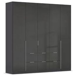 Dreht&uuml;renschrank OTTO HOME "Kleiderschrank Schrank Garderobe AGORDO mit Dekor- oder Hochglanzfront", grau (graumetallic, hochglanz effektgrau), B:226cm H:229cm T:54cm, Holzwerkstoff, Schr&auml;nke, Dreht&uuml;renschrank, mit Au&szlig;enschubk&auml;sten, in 7 Breiten und 2 H&ouml;hen MADE IN GERMANY, Topseller