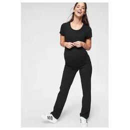 Umstands-Set Neun Monate "2tlg. Set T-Shirt + Leggings f&uuml;r Schwangerschaft und Stillzeit", Damen, Gr. 44/46, schwarz, Jersey, Obermaterial: 95% Baumwolle, 5% Elasthan, unifarben, KOB Set-Artikel, T-Shirt und Leggings einzeln tragbar