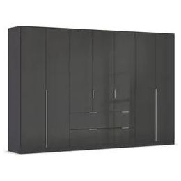 Dreht&uuml;renschrank OTTO HOME "Kleiderschrank Schrank Garderobe AGORDO mit Dekor- oder Hochglanzfront", grau (graumetallic, hochglanz effektgrau), B:315cm H:210cm T:54cm, Holzwerkstoff, Schr&auml;nke, Dreht&uuml;renschrank, mit Au&szlig;enschubk&auml;sten, in 7 Breiten und 2 H&ouml;hen MADE IN GERMANY