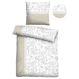Bettw&auml;sche "0351110", grau, B/L: 155cm x 200cm, 1 Stk., 1 Stk., Biber, B/L: 80cm x 80cm, 2 Stk., Biber, Obermaterial: 60% Baumwolle, 40% Polyester, Castell - MARKENBETTW&Auml;SCHE, Bettw&auml;sche, Bettw&auml;sche, Poly-Cotton, wohlig warm, pflegeleicht, atmungsaktiv, Rei&szlig;verschluss
