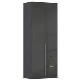 Dreht&uuml;renschrank OTTO HOME "Kleiderschrank Schrank Garderobe AGORDO mit Dekor- oder Hochglanzfront", grau (graumetallic, hochglanz effektgrau), B:91cm H:229cm T:54cm, Holzwerkstoff, Schr&auml;nke, Dreht&uuml;renschrank, mit Au&szlig;enschubk&auml;sten, in 7 Breiten und 2 H&ouml;hen MADE IN GERMANY
