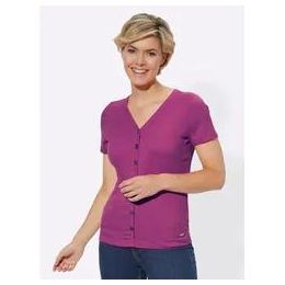 Kurzarmshirt Casual Looks "Shirt", Damen, Gr. 36, pink (magenta), 95% Viskose, 5% Elasthan, unifarben, V-Ausschnitt, Shirts