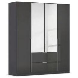 Dreht&uuml;renschrank OTTO HOME "Kleiderschrank Schrank Garderobe AGORDO mit Dekor- oder Hochglanzfront", grau (graumetallic, hochglanz effektgrau), B:181cm H:210cm T:54cm, Holzwerkstoff, Schr&auml;nke, Dreht&uuml;renschrank, mit Au&szlig;enschubk&auml;sten, in 7 Breiten und 2 H&ouml;hen MADE IN GERMANY