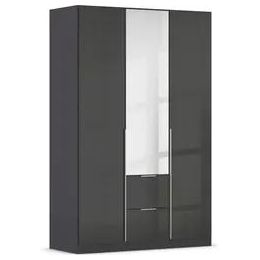 Dreht&uuml;renschrank OTTO HOME "Kleiderschrank Schrank Garderobe AGORDO mit Dekor- oder Hochglanzfront", grau (graumetallic, hochglanz effektgrau), B:136cm H:210cm T:54cm, Holzwerkstoff, Schr&auml;nke, Dreht&uuml;renschrank, mit Au&szlig;enschubk&auml;sten, in 7 Breiten und 2 H&ouml;hen MADE IN GERMANY