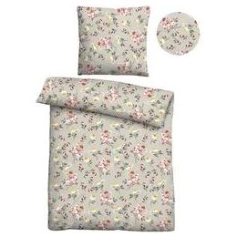 Bettw&auml;sche "0351106", grau, B/L: 155cm x 220cm, 1 Stk., 1 Stk., Biber, B/L: 80cm x 80cm, 2 Stk., Biber, Obermaterial: 60% Baumwolle, 40% Polyester, Castell - MARKENBETTW&Auml;SCHE, Bettw&auml;sche, Bettw&auml;sche, Poly-Cotton, wohlig warm, pflegeleicht, atmungsaktiv, Rei&szlig;verschluss