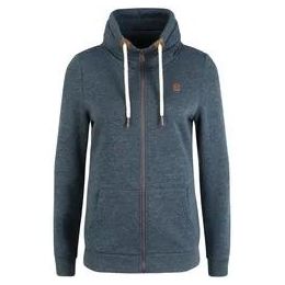 Sweatjacke oxmo "Sweatjacke OXVicky", Damen, Gr. S, blau (ins bl mel), Obermaterial: 80% Polyester PES. 20% Baumwolle CO., Sweatjacken Sweatjacke