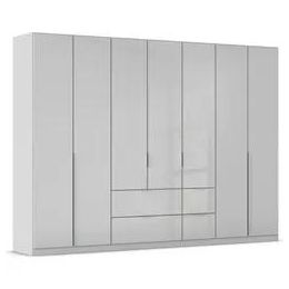 Dreht&uuml;renschrank OTTO HOME "Kleiderschrank Kleiderschr&auml;nke Schrank Garderobe AGORDO mit Glasfront", grau (seidengrau, glas seidengrau), B:315cm H:229cm T:54cm, Holzwerkstoff, Schr&auml;nke, Dreht&uuml;renschrank, mit Au&szlig;enschubk&auml;sten, in 7 Breiten und 2 H&ouml;hen MADE IN GERMANY