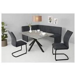 Essgruppe Hela "SPREE", grau (beton, schwarz, vt anthrazit, vintage anthrazit), Microfaser, rechtsb&uuml;ndig, Sitzm&ouml;bel-Sets, Essgruppe, Esstisch 140x90 cm mit Dickkante, Microfaserbezug