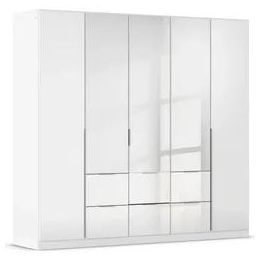 Dreht&uuml;renschrank OTTO HOME "Kleiderschrank Kleiderschr&auml;nke Schrank Garderobe AGORDO mit Glasfront", wei&szlig; (alpinwei&szlig;, glas kristallwei&szlig;), B:226cm H:210cm T:54cm, Holzwerkstoff, Schr&auml;nke, Dreht&uuml;renschrank, mit Au&szlig;enschubk&auml;sten, in 7 Breiten und 2 H&ouml;hen MADE IN GERMANY