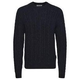 Strickfleece-Pullover Casual Friday "Strickpullover CFKARL cable crew neck knit with neps", Herren, Gr. 3XL, blau (schwarz navy), Obermaterial: 60% Baumwolle CO. 40% Polyacryl PAN., Pullover
