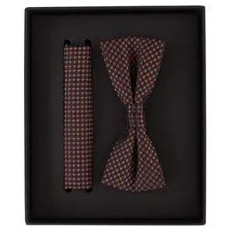 Fliege Venti "Venti Set aus Fliege und Einstecktuch gemustert", Herren, orange (dunkelorange), 100% Seide, Fliegen