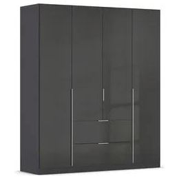 Dreht&uuml;renschrank OTTO HOME "Kleiderschrank Schrank Garderobe AGORDO mit Dekor- oder Hochglanzfront", grau (graumetallic, hochglanz effektgrau), B:181cm H:210cm T:54cm, Holzwerkstoff, Schr&auml;nke, Dreht&uuml;renschrank, mit Au&szlig;enschubk&auml;sten, in 7 Breiten und 2 H&ouml;hen MADE IN GERMANY, Topseller