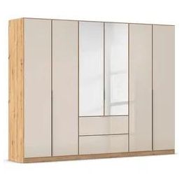 Dreht&uuml;renschrank OTTO HOME "Kleiderschrank Kleiderschr&auml;nke Schrank Garderobe AGORDO mit Glasfront", beige (eiche artisan, glas champagner), B:271cm H:210cm T:54cm, Holzwerkstoff, Schr&auml;nke, Dreht&uuml;renschrank, mit Au&szlig;enschubk&auml;sten, in 7 Breiten und 2 H&ouml;hen MADE IN GERMANY