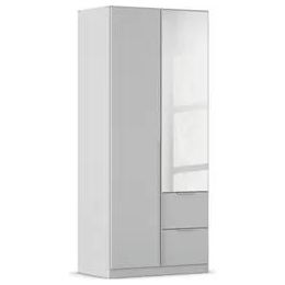 Dreht&uuml;renschrank OTTO HOME "Kleiderschrank Schrank Garderobe AGORDO mit Dekor- oder Hochglanzfront", grau (seidengrau), B:91cm H:210cm T:54cm, Holzwerkstoff, Schr&auml;nke, Dreht&uuml;renschrank, mit Au&szlig;enschubk&auml;sten, in 7 Breiten und 2 H&ouml;hen MADE IN GERMANY
