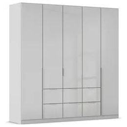 Dreht&uuml;renschrank OTTO HOME "Kleiderschrank Kleiderschr&auml;nke Schrank Garderobe AGORDO mit Glasfront", grau (seidengrau, glas seidengrau), B:226cm H:229cm T:54cm, Holzwerkstoff, Schr&auml;nke, Dreht&uuml;renschrank, mit Au&szlig;enschubk&auml;sten, in 7 Breiten und 2 H&ouml;hen MADE IN GERMANY