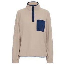 Sweater oxmo "Troyer OXPiala", Damen, Gr. XXL, beige (doeskin), Obermaterial: 100% Polyester PES., Pullover Sweater