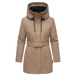 Winterjacke Navahoo "Eishauch 14", Damen, Gr. XL (42), grau (taupe), Obermaterial: 55% Nylon, 45% Baumwolle. Innenfutter: 100% Polyester. Wattierung: 100% Polyester. &Auml;rmelfutter: 100% Polyester, figurumspielend Po-bedeckend, hoch geschlossener Ausschnitt, eng Rippstrickb&uuml;ndchen, Jacken Winterjacke, Damen Winterparka mit Tailleng&uuml;rtel und Fleece-Kragen