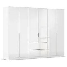 Dreht&uuml;renschrank OTTO HOME "Kleiderschrank Kleiderschr&auml;nke Schrank Garderobe AGORDO mit Glasfront", wei&szlig; (alpinwei&szlig;, glas kristallwei&szlig;), B:271cm H:210cm T:54cm, Holzwerkstoff, Schr&auml;nke, Dreht&uuml;renschrank, mit Au&szlig;enschubk&auml;sten, in 7 Breiten und 2 H&ouml;hen MADE IN GERMANY