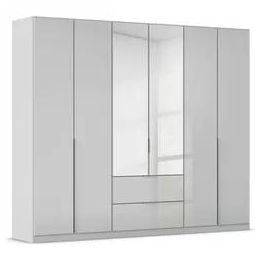 Dreht&uuml;renschrank OTTO HOME "Kleiderschrank Kleiderschr&auml;nke Schrank Garderobe AGORDO mit Glasfront", grau (seidengrau, glas seidengrau), B:271cm H:229cm T:54cm, Holzwerkstoff, Schr&auml;nke, Dreht&uuml;renschrank, mit Au&szlig;enschubk&auml;sten, in 7 Breiten und 2 H&ouml;hen MADE IN GERMANY