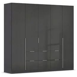 Dreht&uuml;renschrank OTTO HOME "Kleiderschrank Schrank Garderobe AGORDO mit Dekor- oder Hochglanzfront", grau (graumetallic, hochglanz effektgrau), B:226cm H:210cm T:54cm, Holzwerkstoff, Schr&auml;nke, Dreht&uuml;renschrank, mit Au&szlig;enschubk&auml;sten, in 7 Breiten und 2 H&ouml;hen MADE IN GERMANY, Topseller