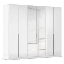 Dreht&uuml;renschrank OTTO HOME "Kleiderschrank Kleiderschr&auml;nke Schrank Garderobe AGORDO mit Glasfront", wei&szlig; (alpinwei&szlig;, glas kristallwei&szlig;), B:271cm H:229cm T:54cm, Holzwerkstoff, Schr&auml;nke, Dreht&uuml;renschrank, mit Au&szlig;enschubk&auml;sten, in 7 Breiten und 2 H&ouml;hen MADE IN GERMANY