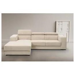 Ecksofa WERK2 "Cherry, modernes Sofa mit Komfortfunktionen, Breite 270cm, L-Form", beige (natur), B:270cm H:76cm T:192cm, 90% Polyester, 10% Nylon, Sofas, Ecksofa, bequem, mit verstellbaren Kopfteilen, Schlaffunktion und Bettkasten