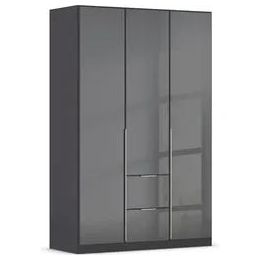 Dreht&uuml;renschrank OTTO HOME "Kleiderschrank Kleiderschr&auml;nke Schrank Garderobe AGORDO mit Glasfront", grau (graumetallic, glas basalt), B:136cm H:210cm T:54cm, Holzwerkstoff, Schr&auml;nke, Dreht&uuml;renschrank, mit Au&szlig;enschubk&auml;sten, in 7 Breiten und 2 H&ouml;hen MADE IN GERMANY