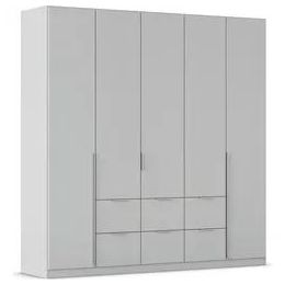Dreht&uuml;renschrank OTTO HOME "Kleiderschrank Schrank Garderobe AGORDO mit Dekor- oder Hochglanzfront", grau (seidengrau), B:226cm H:229cm T:54cm, Holzwerkstoff, Schr&auml;nke, Dreht&uuml;renschrank, mit Au&szlig;enschubk&auml;sten, in 7 Breiten und 2 H&ouml;hen MADE IN GERMANY, Topseller