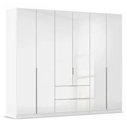 Dreht&uuml;renschrank OTTO HOME "Kleiderschrank Kleiderschr&auml;nke Schrank Garderobe AGORDO mit Glasfront", wei&szlig; (alpinwei&szlig;, glas kristallwei&szlig;), B:271cm H:229cm T:54cm, Holzwerkstoff, Schr&auml;nke, Dreht&uuml;renschrank, mit Au&szlig;enschubk&auml;sten, in 7 Breiten und 2 H&ouml;hen MADE IN GERMANY