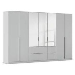 Dreht&uuml;renschrank OTTO HOME "Kleiderschrank Schrank Garderobe AGORDO mit Dekor- oder Hochglanzfront", grau (seidengrau), B:315cm H:210cm T:54cm, Holzwerkstoff, Schr&auml;nke, Dreht&uuml;renschrank, mit Au&szlig;enschubk&auml;sten, in 7 Breiten und 2 H&ouml;hen MADE IN GERMANY