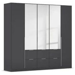 Dreht&uuml;renschrank OTTO HOME "Kleiderschrank Schrank Garderobe AGORDO mit Dekor- oder Hochglanzfront", grau (graumetallic), B:226cm H:210cm T:54cm, Holzwerkstoff, Schr&auml;nke, Dreht&uuml;renschrank, mit Au&szlig;enschubk&auml;sten, in 7 Breiten und 2 H&ouml;hen MADE IN GERMANY