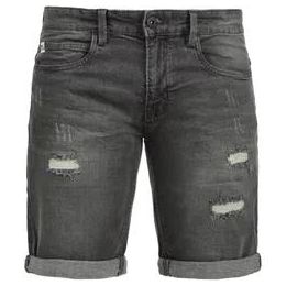 Jeansshorts INDICODE "Jeansshorts IDHallow", Herren, Gr. XL, N-Gr, grau (dunkelgrau), Web, Obermaterial: 98% Baumwolle CO. 2% Elasthan EL., Basic, regular fit kurz, Jeans Jeansshorts