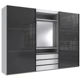 Schwebet&uuml;renschrank wimex "Magic by fresh to go", wei&szlig; (wei&szlig;, au&szlig;ent&uuml;ren grauglas), B:300cm H:216cm T:65cm, Schr&auml;nke, Schwebet&uuml;renschrank, mit drehbarer Spiegelt&uuml;r