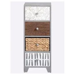 Kommode Heine HOME, grau (grau, braun), B:30cm H:73,5cm T:30cm, MDF, Massivholz, Sideboards, Kommode